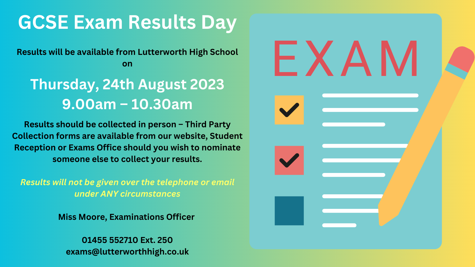 Lutterworth High School - Examination Information